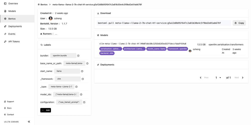 Deploying Llama 2 7B on BentoCloud