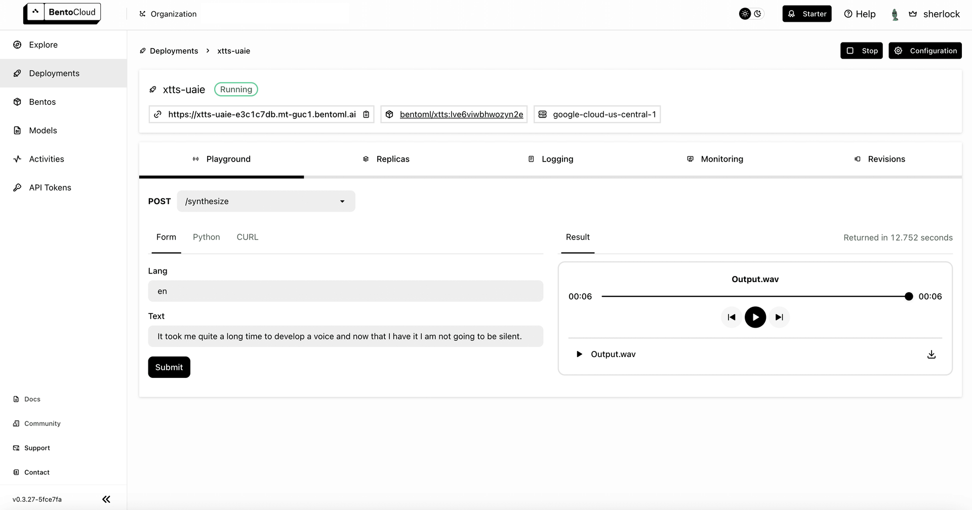 Deploying A Text-To-Speech Application with BentoML